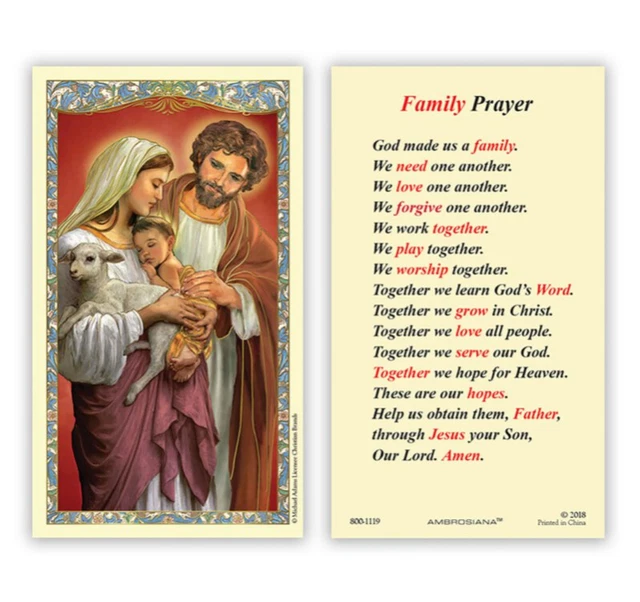 LAMINATED HOLY FAMILY Prayer Blessing Holy Prayer Card Catholic ...