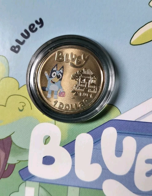 THE BLUEY COIN 2024 $1 Royal Australian Mint Carded Colour One Dollar ...