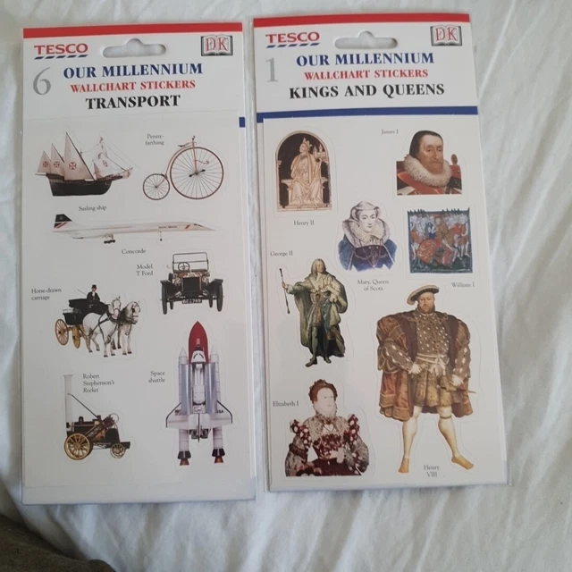 TESCO MILLENIUM STICKERS for Wall Chart - 2 Packets - 1 And 6 £5.00 ...