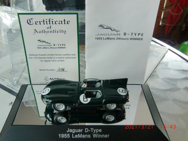 AUTOART 1:43 JAGUAR D-Type L.M. 24 ore Race 1955 Hawthorn/Bueb #6 nuovo ...
