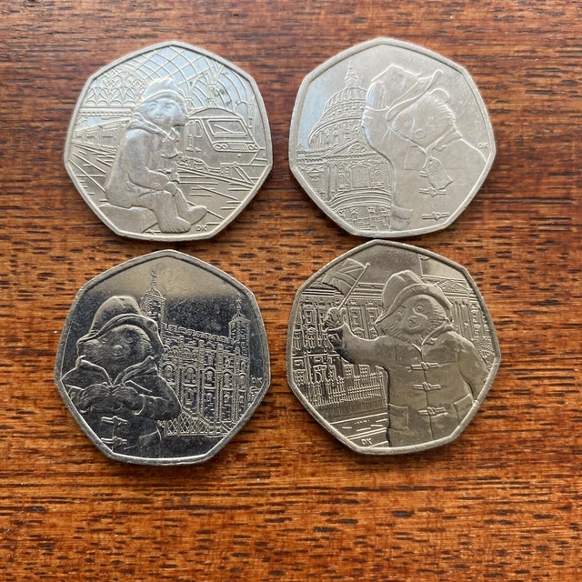 RARE FULL SET Of 4x Paddington Bear 50p Pence Pieces Coins. 2018 & 2019 ...