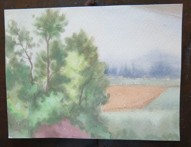 VIEUX PEINTURE VINTAGE Croquis Aquarelle Sur papier Paysage de Campagne P14 EUR 19,09 - PicClick FR