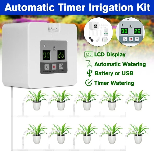 AUTOMATIC WATERING SYSTEM Garden Plant Self Irrigation Timer DIY Drip ...