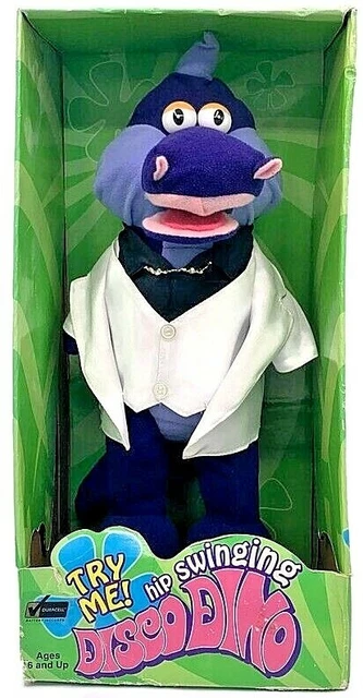 RARE GEMMY INTERACTIVE 14" Purple DISCO DINO DANCING Dinosaur 1998 with ...