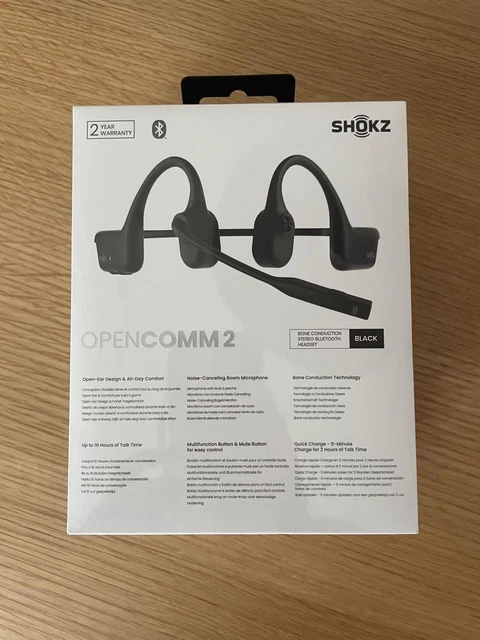 SHOKZ OPENCOMM2 BONE Conduction Wireless Headset Mic Bluetooth – New ...
