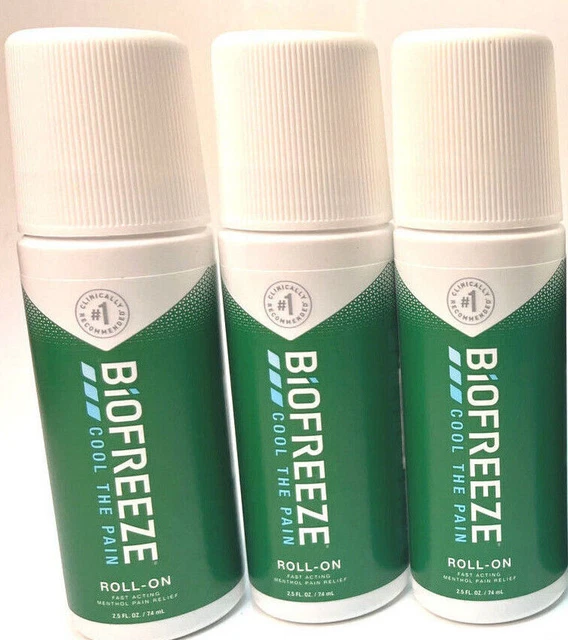 3X BIOFREEZE COOL the Pain ROLL ON 2.5 fl oz Fast Menthol Pain Relief ...