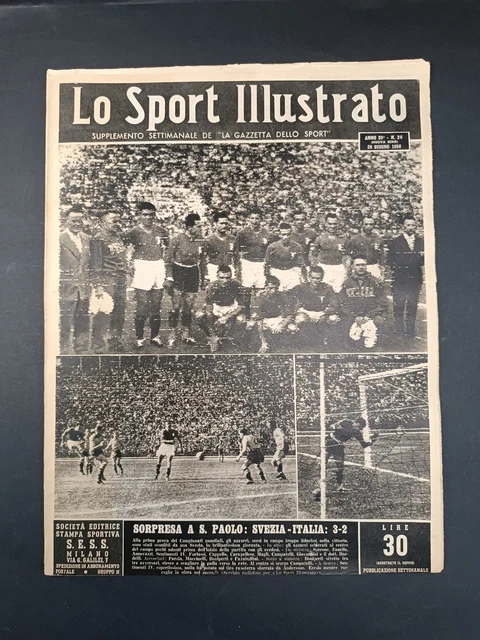 RIVISTA LO SPORT Illustrato n. 26 (1950) Svezia-Italia, Atletica, EUR 6 ...