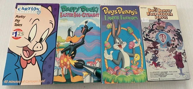 4 CARTOON VHS Lot Bugs Bunny Roadrunner Movie Porky Pig Bugs Easter ...