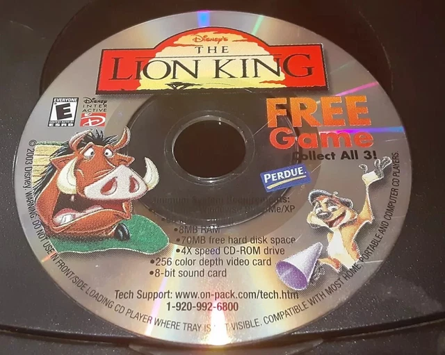 DISNEY'S THE LION King 2003 PC Mini Disc Bug Game Perdue Promo £15.79 ...