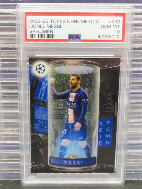 2022-23 TOPPS CHROME UCC Lionel Messi Spécimen #S-10 PSA 10 Paris Saint-Germain EUR 1,62 ...