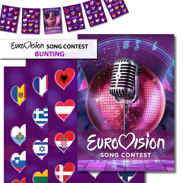 EUROVISION SONG CONTEST Bunting - Supporters Banner Decoration 10m 33ft ...