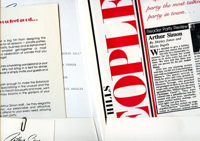 LA CA HISTORY-BROCHURE-RENOWNED Arthur Simon-Beverly Hills-Party Event ...