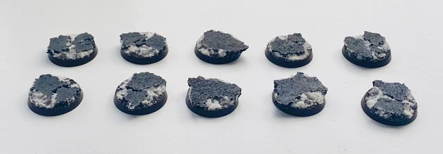 10 X PAINTED 25mm Snow Bases. Ready To Use. Warhamer, 40k, AoS ...