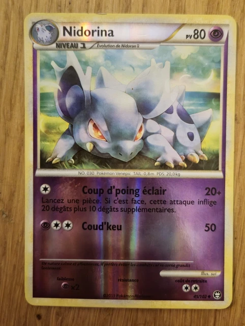 CARTE POKÉMON NIDORINA 45/102 HGSS Triomphe Français Reverse Holo EUR 3 ...