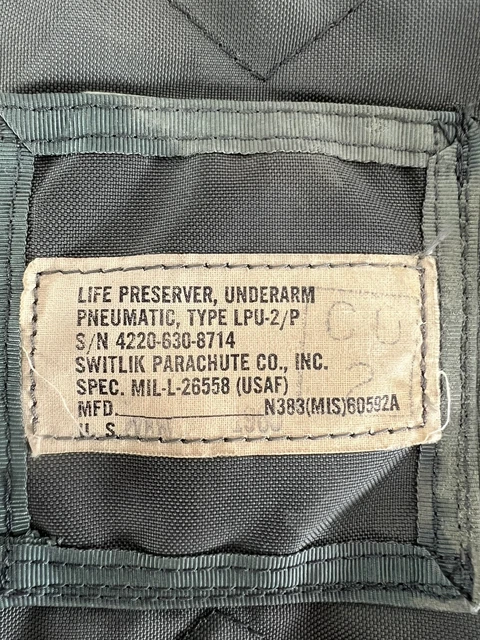 VIETNAM ERA USAF Pilots LPU-2/P Orange Bladder Underarm Life Preserver ...