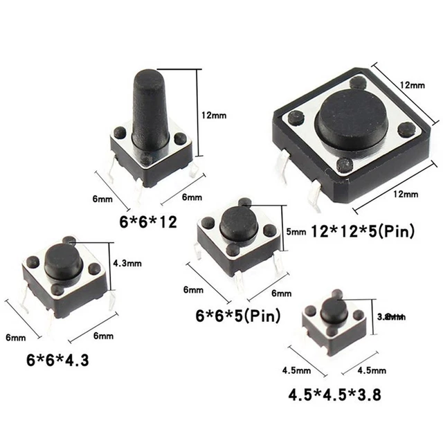 25 TYPES/SET-VALUES TACTILE Push Button Switch Micro Momentary Tact ...