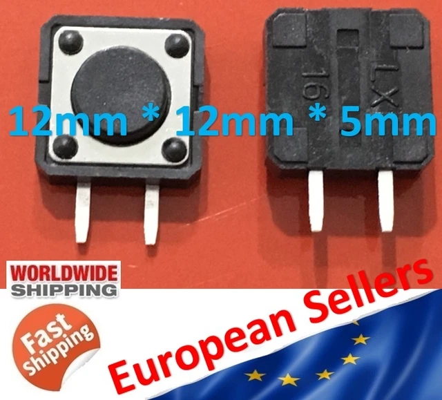 TACTILE PUSH BUTTON Tact Micro Switch Push Button 2-Pin - 12X12X5mm ...