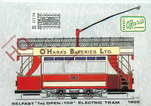 CARTE POSTALE PHOTO : TRAMS OF IRLANDE, BELFAST 1ER TRAM À TOIT OUVERT ...