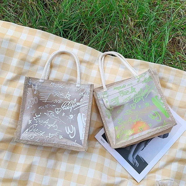PVC SMALL TOTE Bag Plastic Shoulder Bag Fashion Transparent Bags Women ...