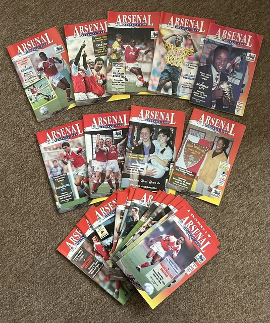 FULL HOME ARSENAL Programmes 1992/93 League FA Cup Coca Cola Cup O ...
