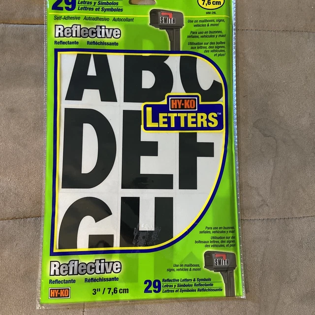 VINYL BLACK REFLECTIVE Self-Adhesive Letter Set 3 inch Hy-Ko MM-29L $6. ...