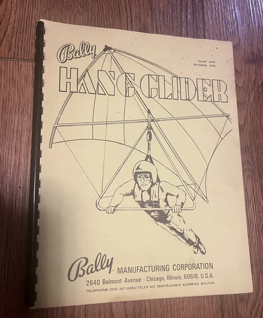 1976 ORIGINAL Bally hang glider, pinball schematics Manual Scorecards ...