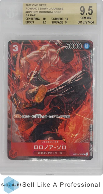 2022 ONE PIECE Romance Dawn JPN Rorona Zoro SR PAR 025 BGS 9,5 EUR 35 ...