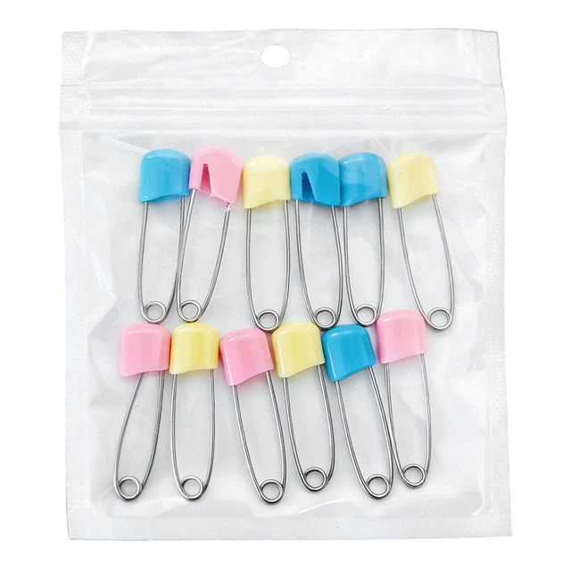 12 PCS DIAPER Pins with Plastic Head Stainless Steel for Cloth Diapers ...