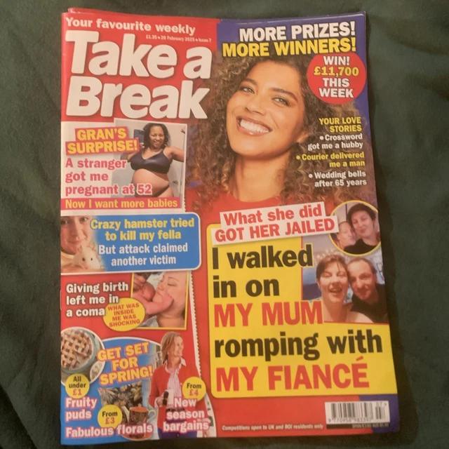 TAKE A BREAK MAGAZINE NO 7 - 20th February 2025 £4.83 - PicClick UK