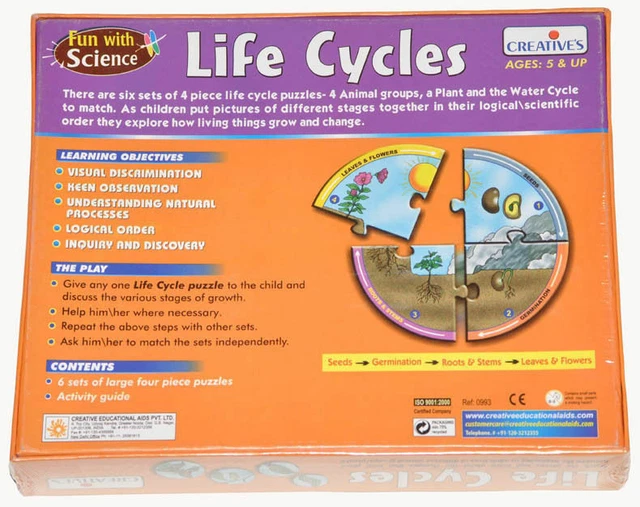 LEARN ABOUT LIFE CYCLES LIFECYCLES Educational SCIENCE Puzzle PRESCHOOL ...