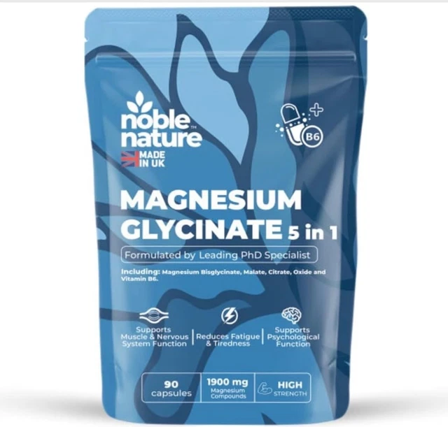MAGNESIUM GLYCINATE 5-IN-1 Complex 1900mg with Vitamin B6 | 384mg ...
