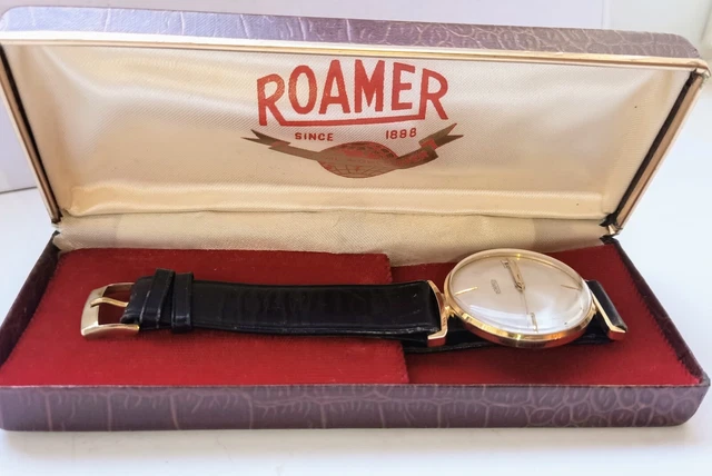 VINTAGE MENS ROAMER Swiss Made Gold Plated Watch New Old Stock 60's £ ...