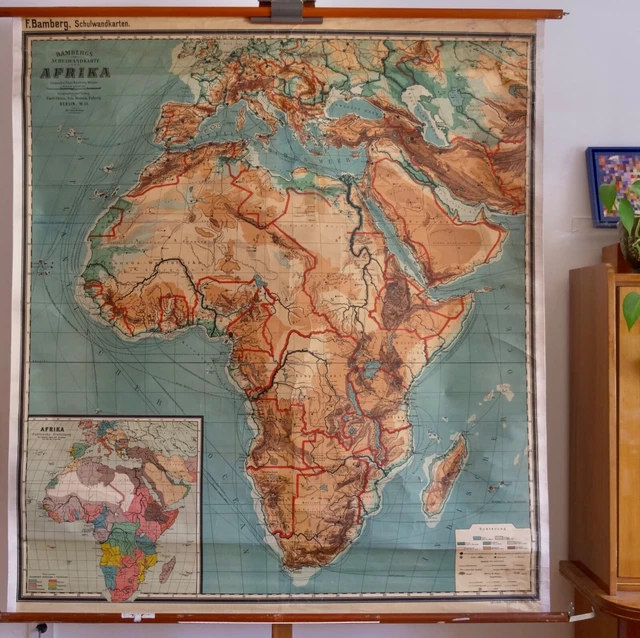 VINTAGE | SCHOOL Wall Map Africa Wall Map 1920? Antique | School Wall ...