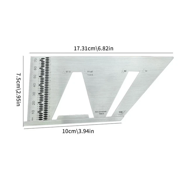 SQUARE GAUGE 3D Bevel Steel Woodworking Measurement Template Tool Y8U4 ...