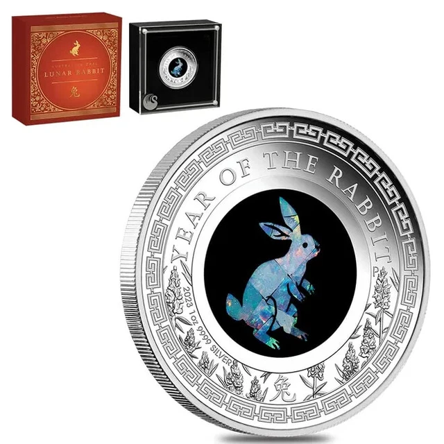 YEAR OF THE RABBIT Australian Opal Lunar Series 2023 1 oz Pure Silver ...