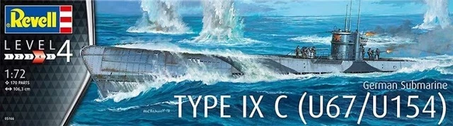 REVELL 05166 1:72ND scale German Submarine Type IX C - (U67/U154) £69. ...