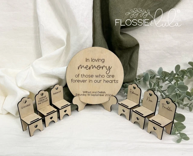 PERSONALISED WEDDING MEMORIAL Table In Loving Memory Wood Chairs Sign ...