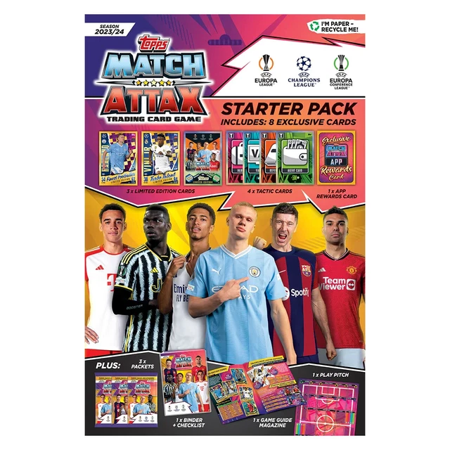 2023-24 TOPPS MATCH Attax UEFA Champions League Starter Pack Album+36 ...