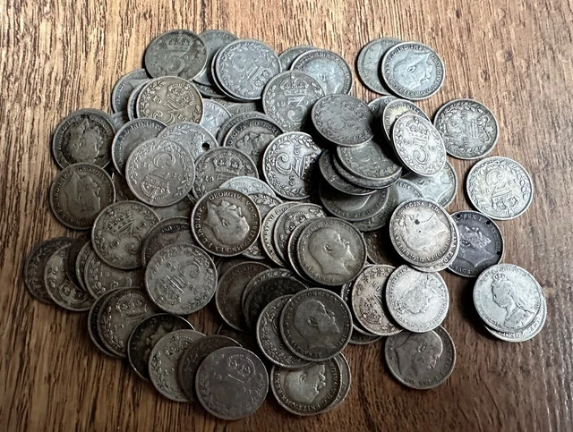 GB LOTS OF Silver Coins Pre 1920 Scrap Or Collect 135 Grams All 3 ...