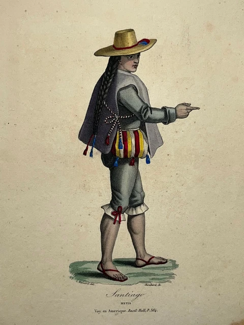 SANTIAGO CHILI COSTUME GRAVURE Choubard MASSARD Metis AMERIQUE SUD XIX ...