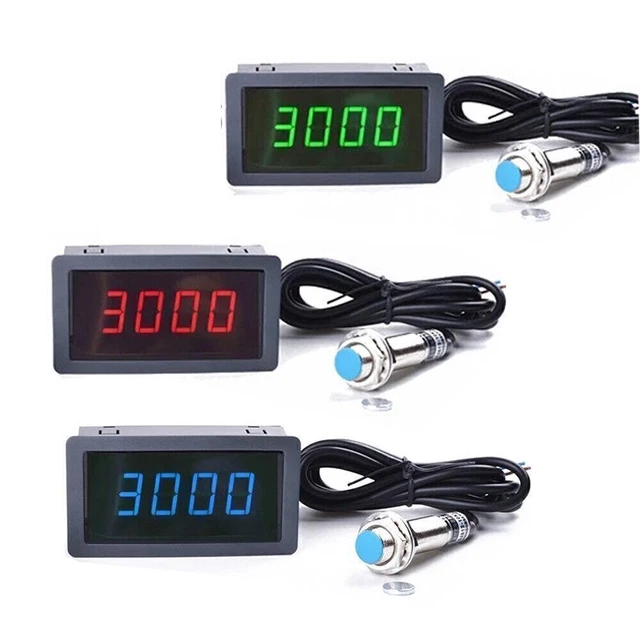 4-DIGITAL LED TACH RPM Speed Meter W/ Hall Proximity Switch Sensor ...