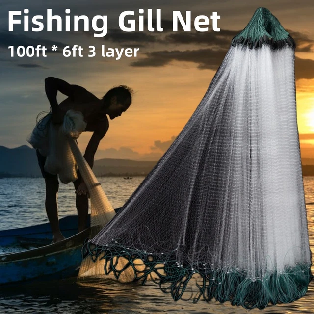 FISHING GILL NET Beach Seine Drag Net Float Sinker Mesh Fish Net 6FT x ...