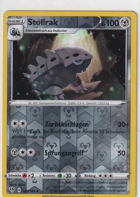 POKEMON CARTE FLAMING Ténèbres Numéro 122/189 Stollrak Reverse Holo ...