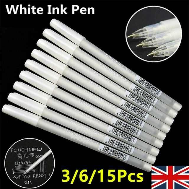 WHITE GEL PENS Set 3-15Pcs, 0.8mm Fine Tip Point Sketching Pen ...