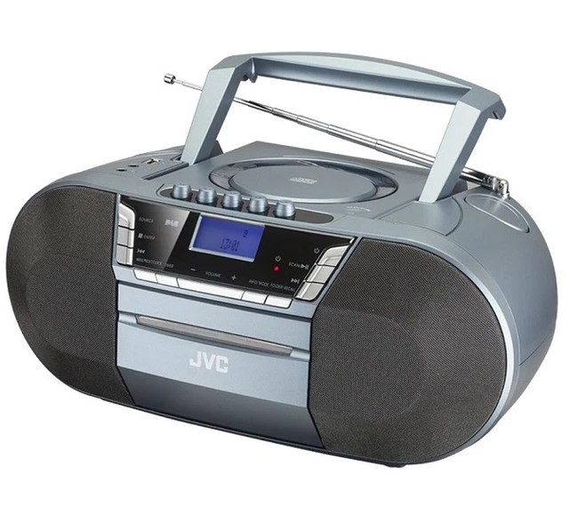 JVC RC-D327B WIRELESS Bluetooth Dab/Fm Boombox Grey Cd Cassette Player ...