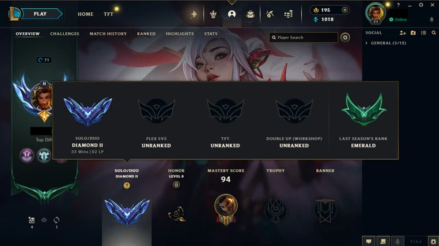 LEAGUE OF LEGENDS Diamond 2 account Master MMR EUR 75,00 - PicClick FR