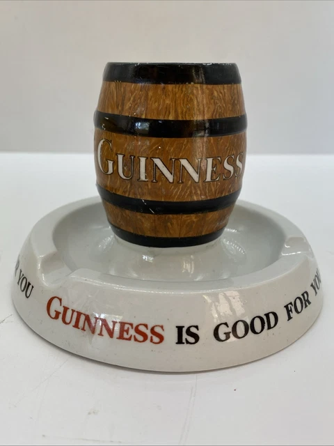 VINTAGE MINTON`S GUINNESS barrel match box holder and ashtray £17.36 ...