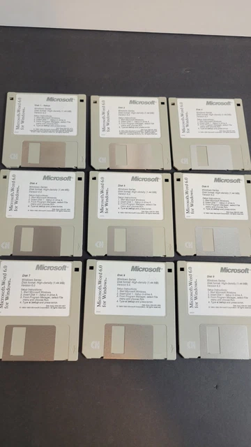 MICROSOFT WORD 6.0 Full Windows Set 9-Disk Floppy Vintage $34.39 - PicClick CA