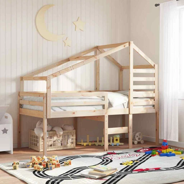 1630802 LETTO A Soppalco con Tetto 80x200 cm in Legno di Pino EUR 204 ...