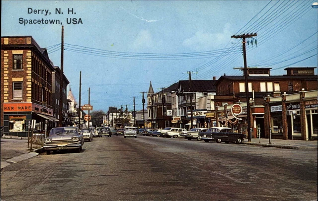 DERRY NH SPACETOWN Street Scene Coca Cola Classic Cars Vintage PC $8.29 ...